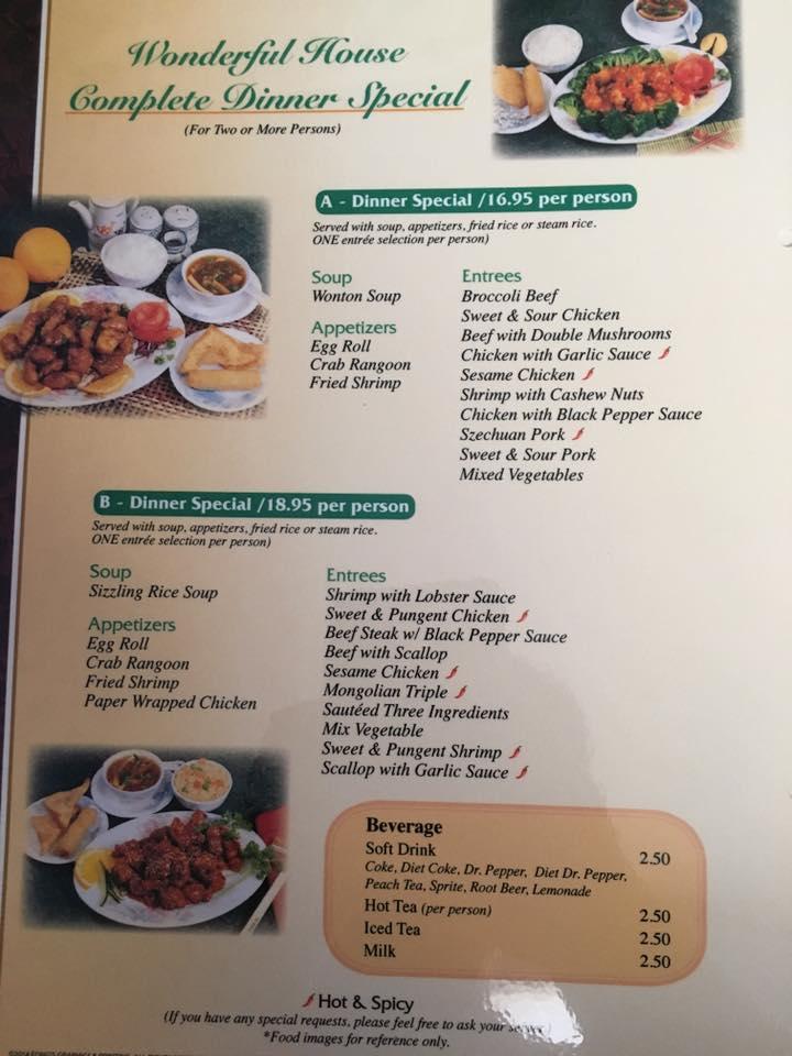 Menu at Wonderful House Chinese Restaurant(Aztec,NM), Aztec