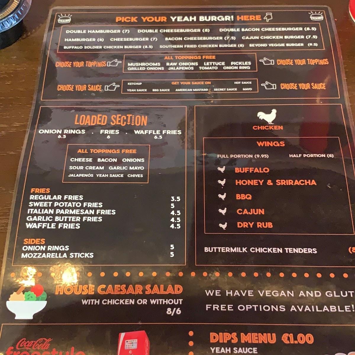 Menu at Yeah Burgr Drogheda restaurant, Drogheda