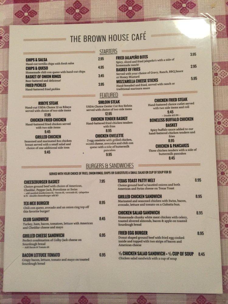 Menu at Brown House Cafe, Woodway, Jordan Ln