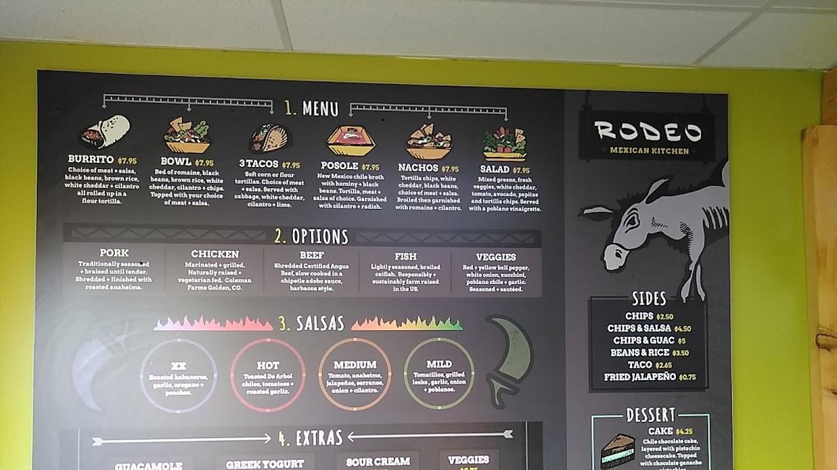 Menu at Rodeo Mexican Kitchen restaurant, Houghton