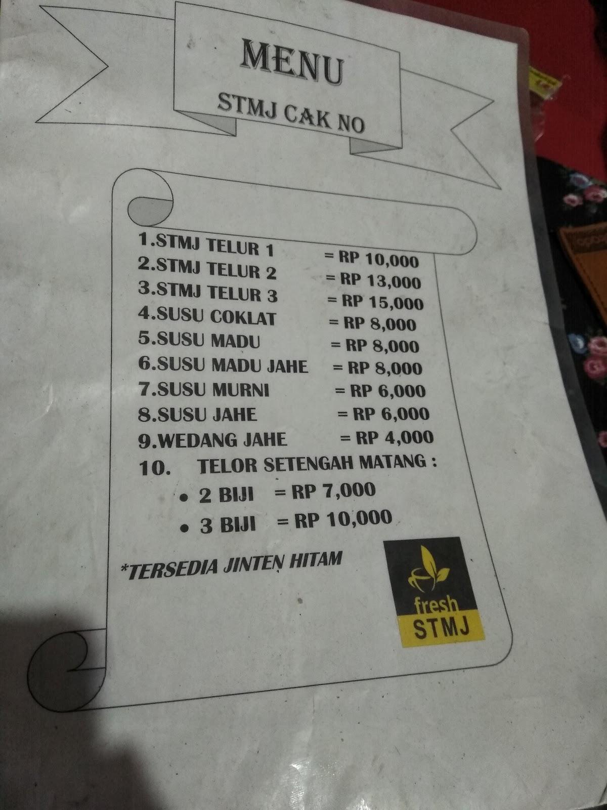 Menu at STMJ CAK NO cafe, Bungurasih