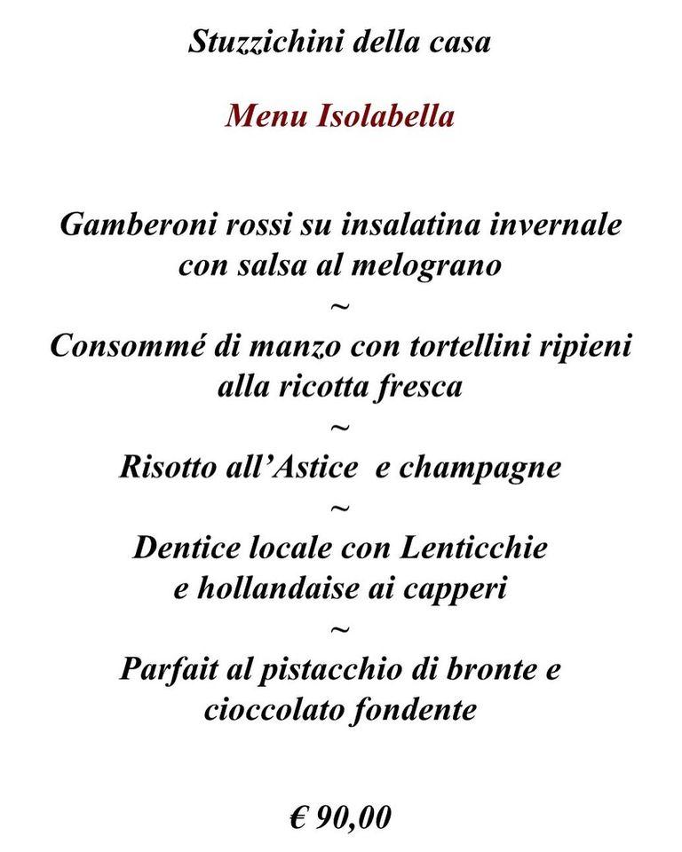 Menu at Andreas Restaurant, Taormina