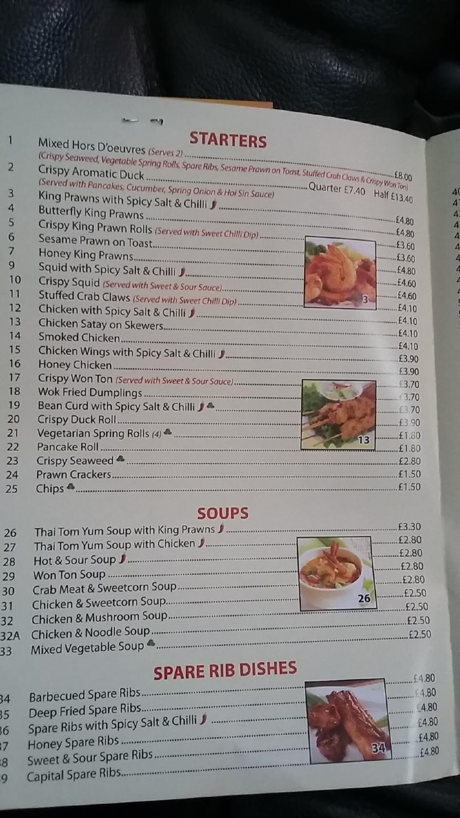 Menu at Dong Hai Chinese fast food, London