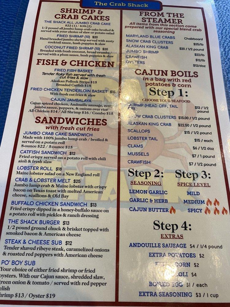 Menu at The Crab Shack Crofton restaurant, Crofton