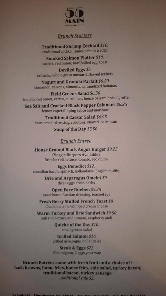 Menu at 55 Main restaurant, Flemington, 55 E Main St STE 2
