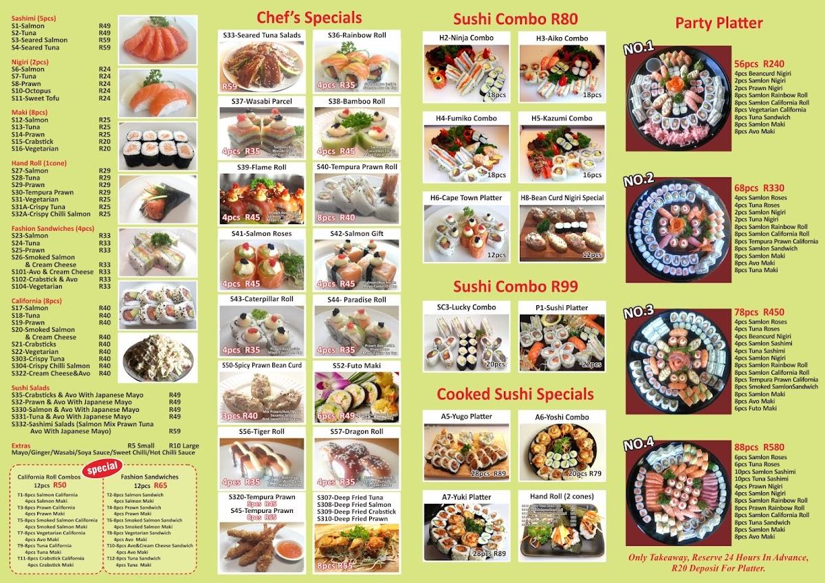 Menu at Blue Marlin Asian Cuisine & Sushi Bar, Cape Town