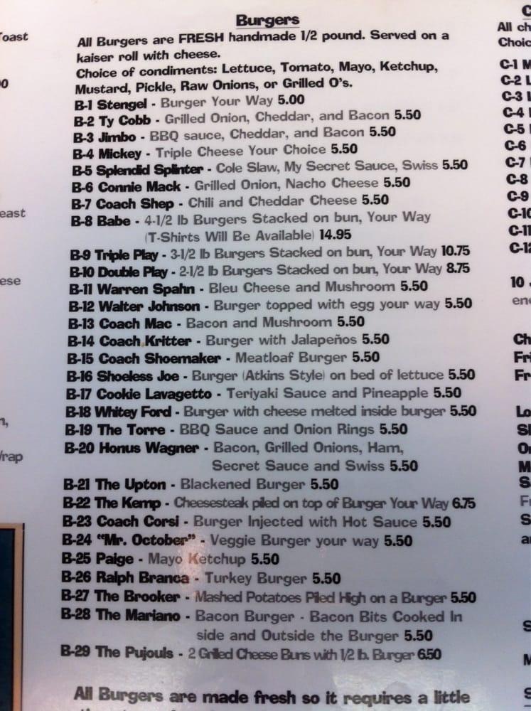 Menu at Dano's Diner restaurant, Atlantic Beach