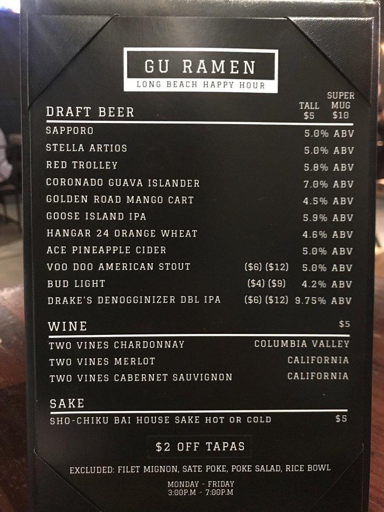 Menu at Gu Ramen Long Beach restaurant, Long Beach