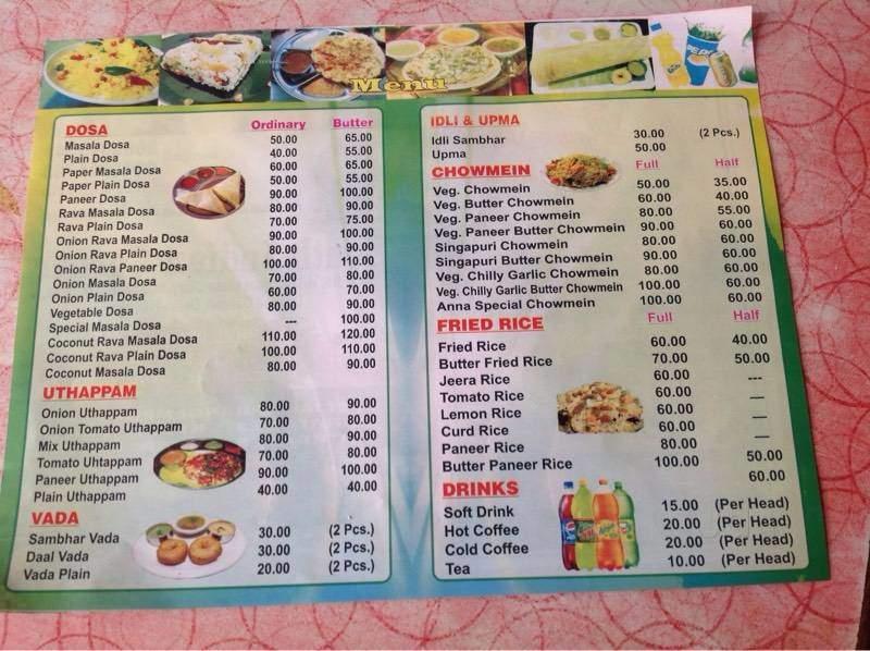 Menu at South Indian Corner, New Delhi, H-72
