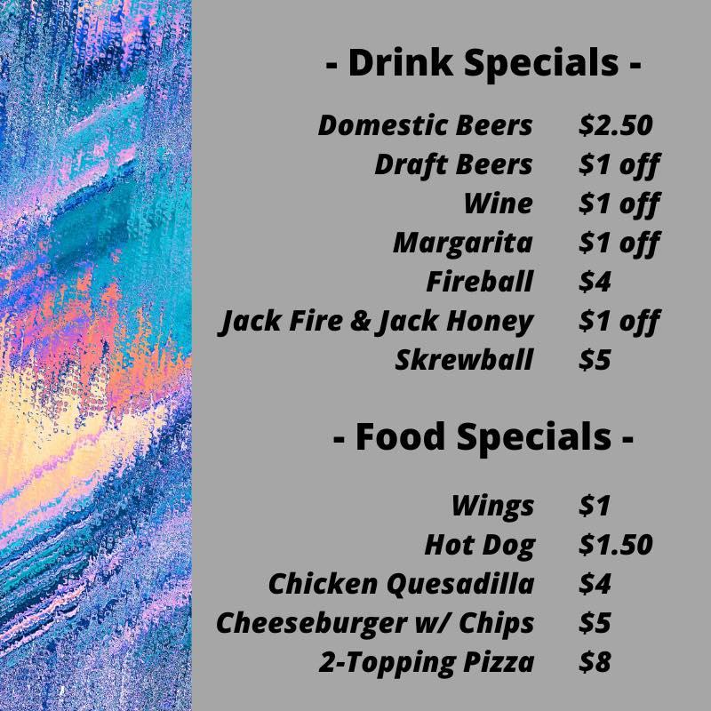 Menu at Stage 64 Lounge pub & bar, Memphis