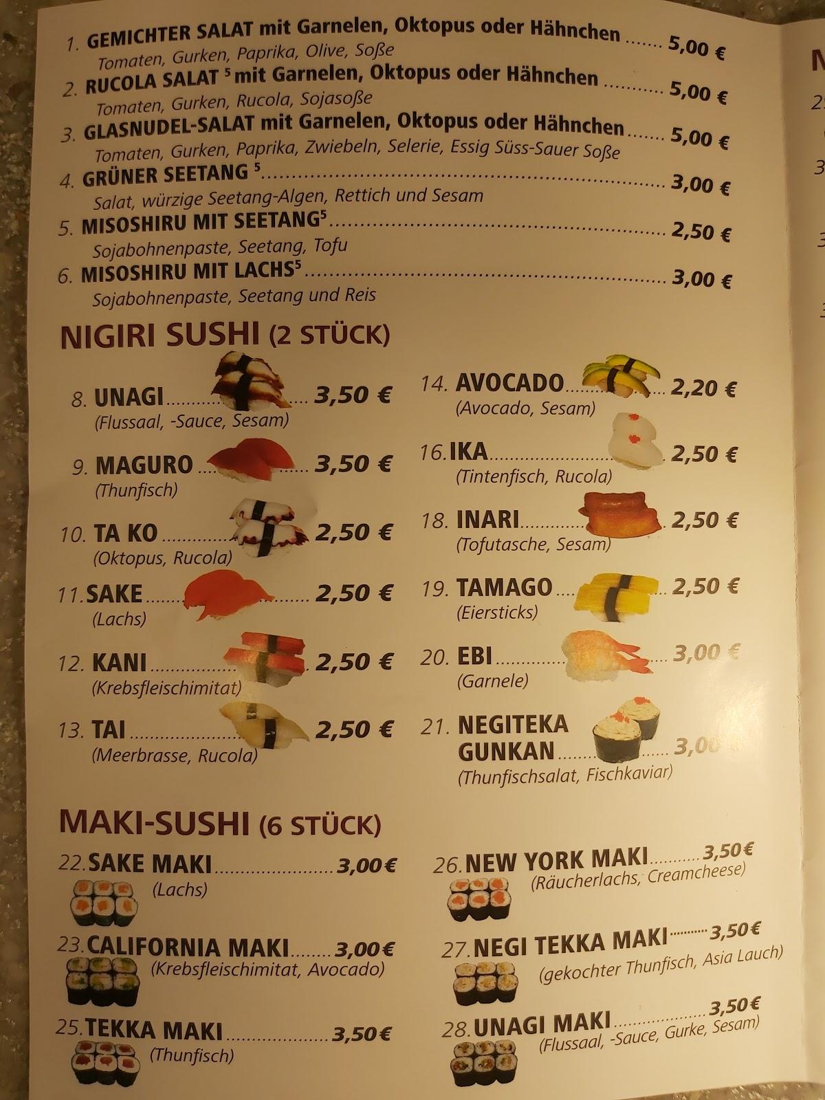 Speisekarte von Chi Sushi restaurant, Eschenburg