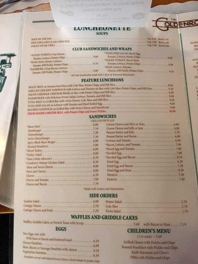 Menu at The Goldenrod restaurant, York