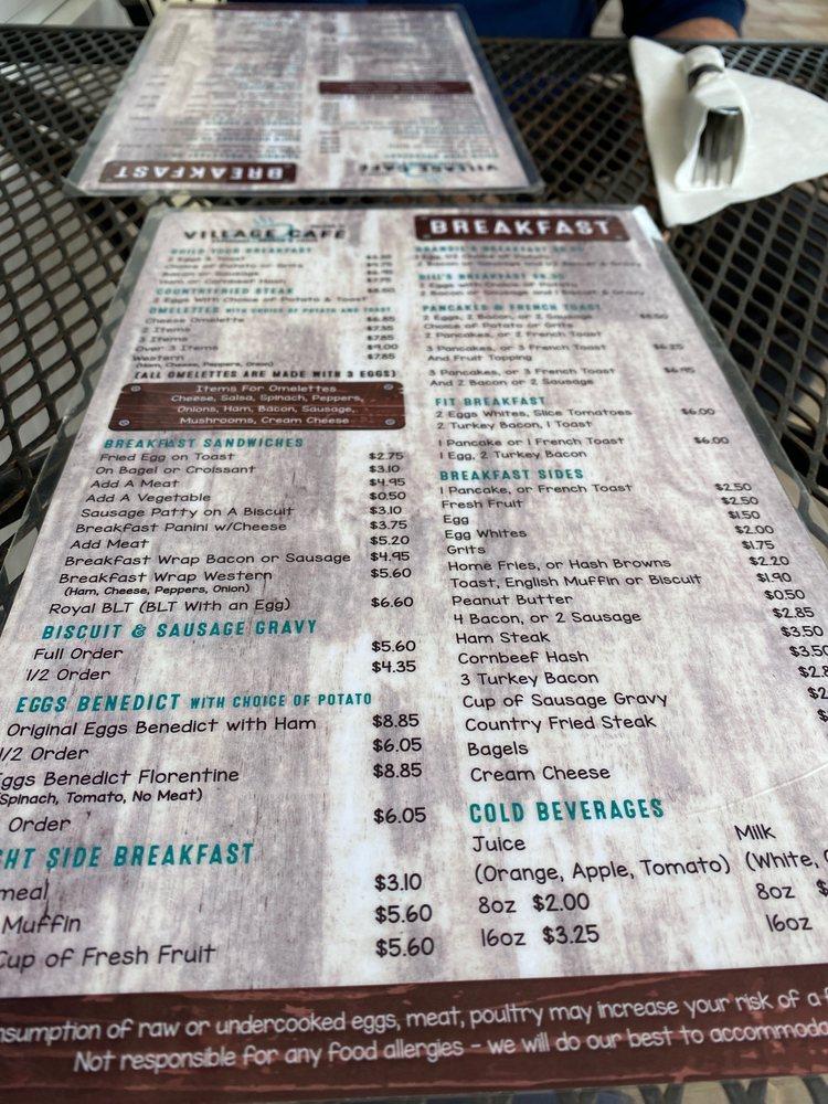 Menu at Village Cafe, DeLand, Orange Camp Rd