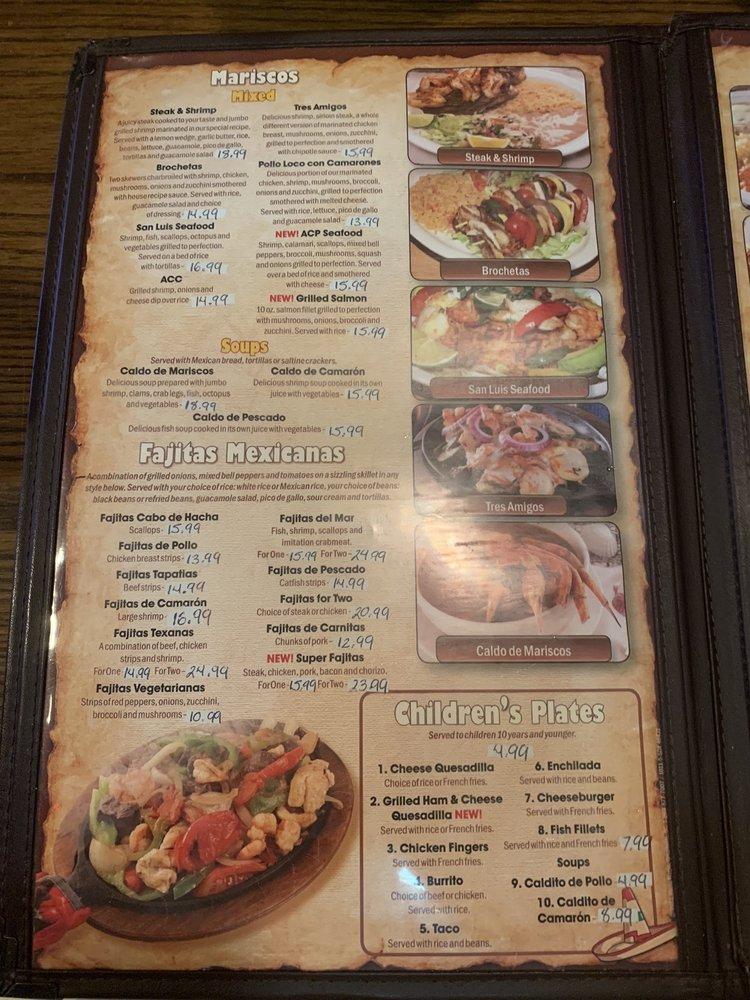 Menu at Casa Vallarta Mexican and Seafood Grill restaurant, Greensboro