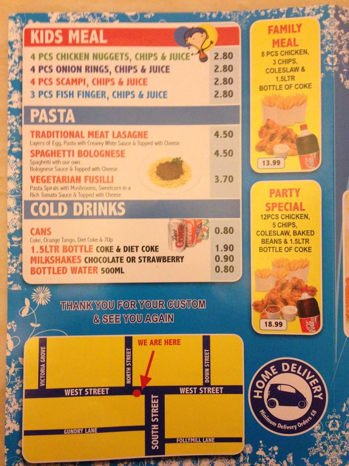 Menu at Chicken Land & Pizza fast food, Bridport, 14B West St