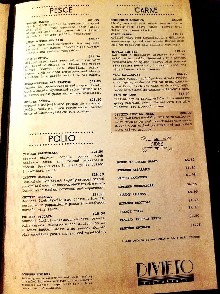 Menu at Divieto Ristorante restaurant, Estero