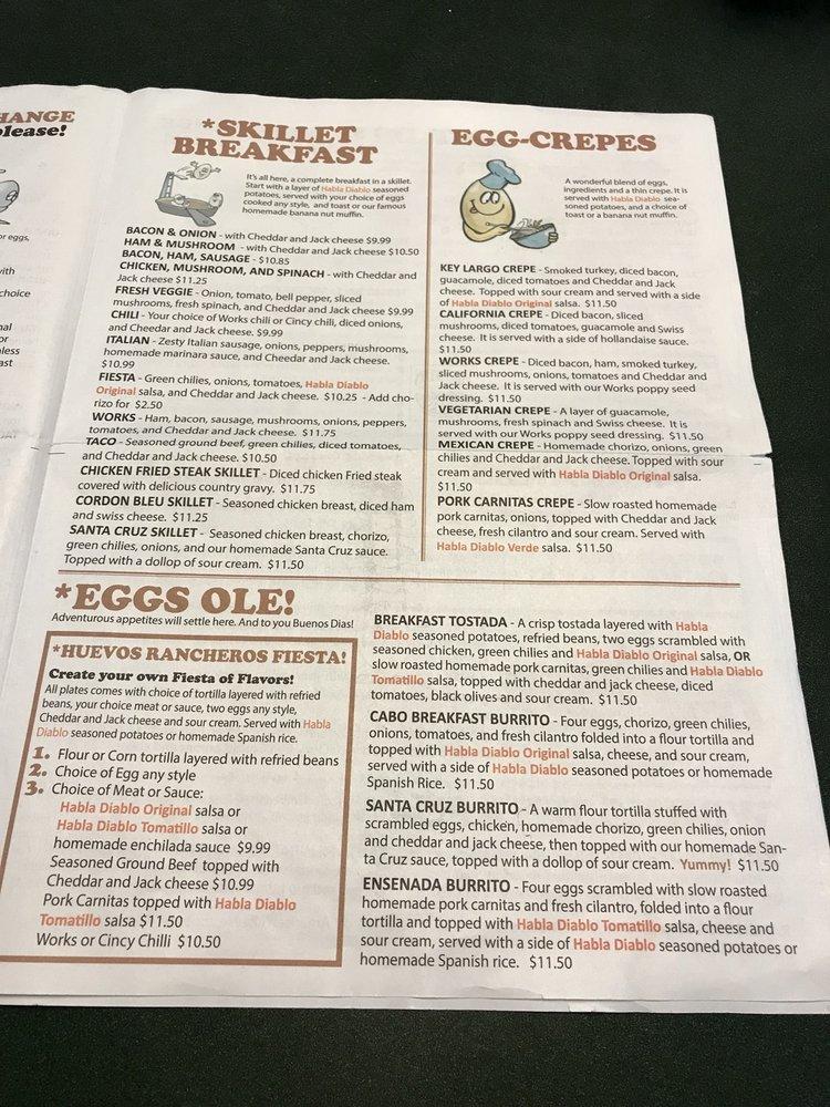 Menu at Egg Works restaurant, Las Vegas, Sunset Rd