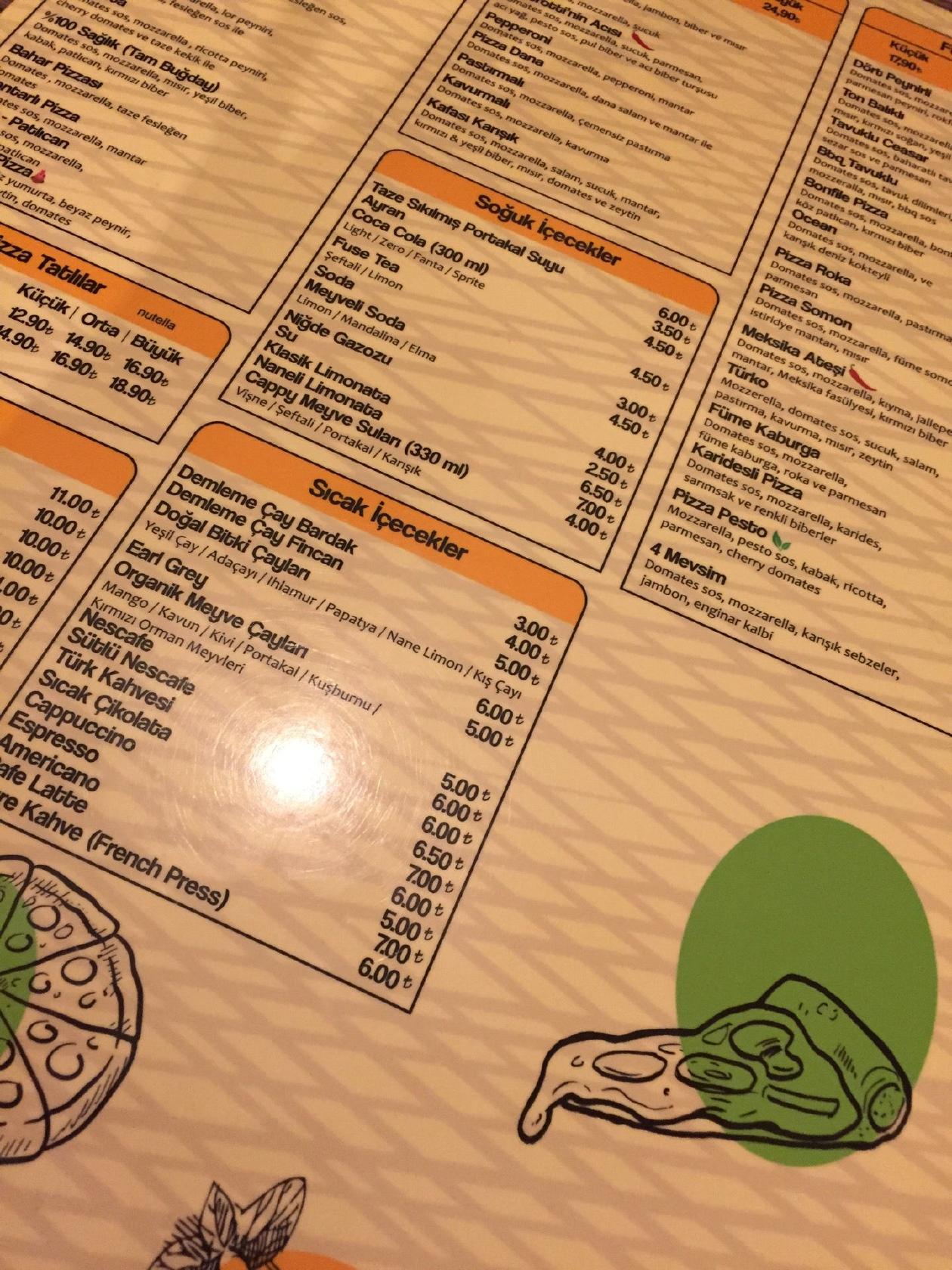 Menu at Fungo Pizza, Ankara