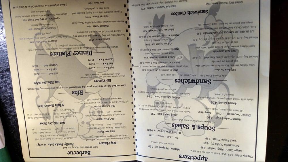 Menu at PG BBQ #1, Richmond
