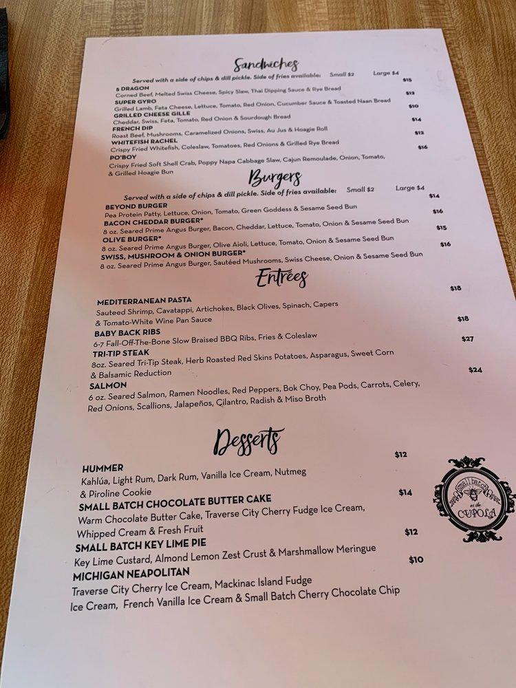 Menu at Pierson's Grille & Spirits pub & bar, Harbor Springs