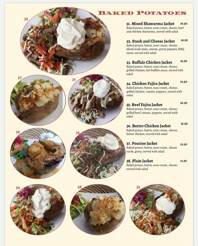 Menu at Potato Jackets restaurant, Niagara Falls