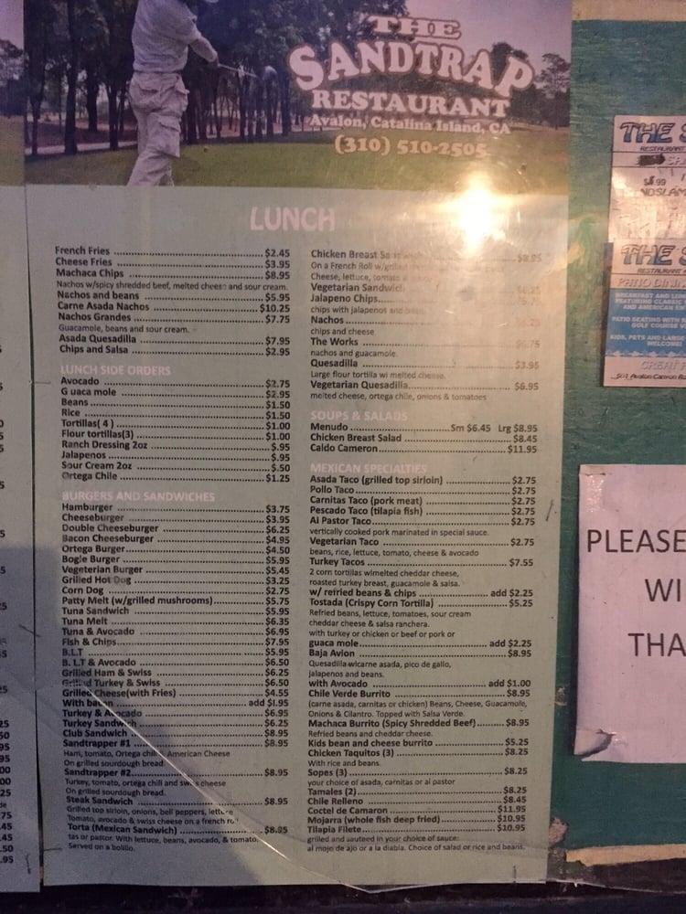 Menu at The Sandtrap pub & bar, Avalon, Avalon Cyn Rd