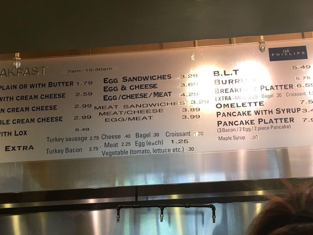 Menu at Cafe Phillips, Washington, 50 F St NW