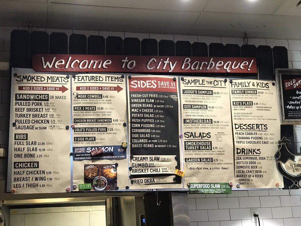 Menu at City Barbeque, Raleigh, Falls of Neuse Rd