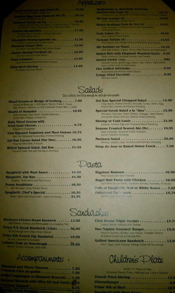Menu at Dal Rae Restaurant, Pico Rivera