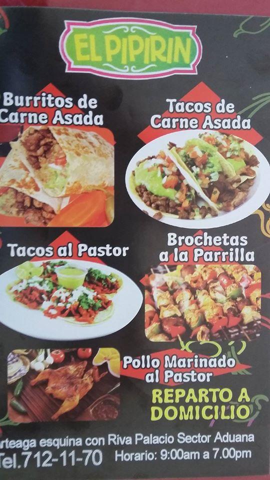 Menu at El Pipirin restaurant, Nuevo Laredo, Av Riva Palacio