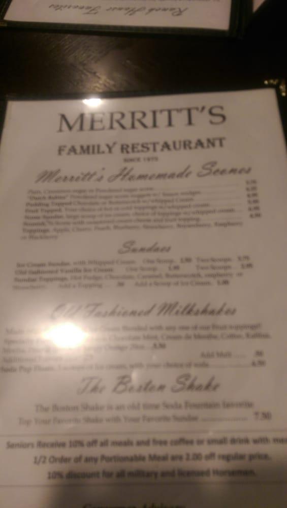 Menu at Merritt's Family Restaurant, Boise