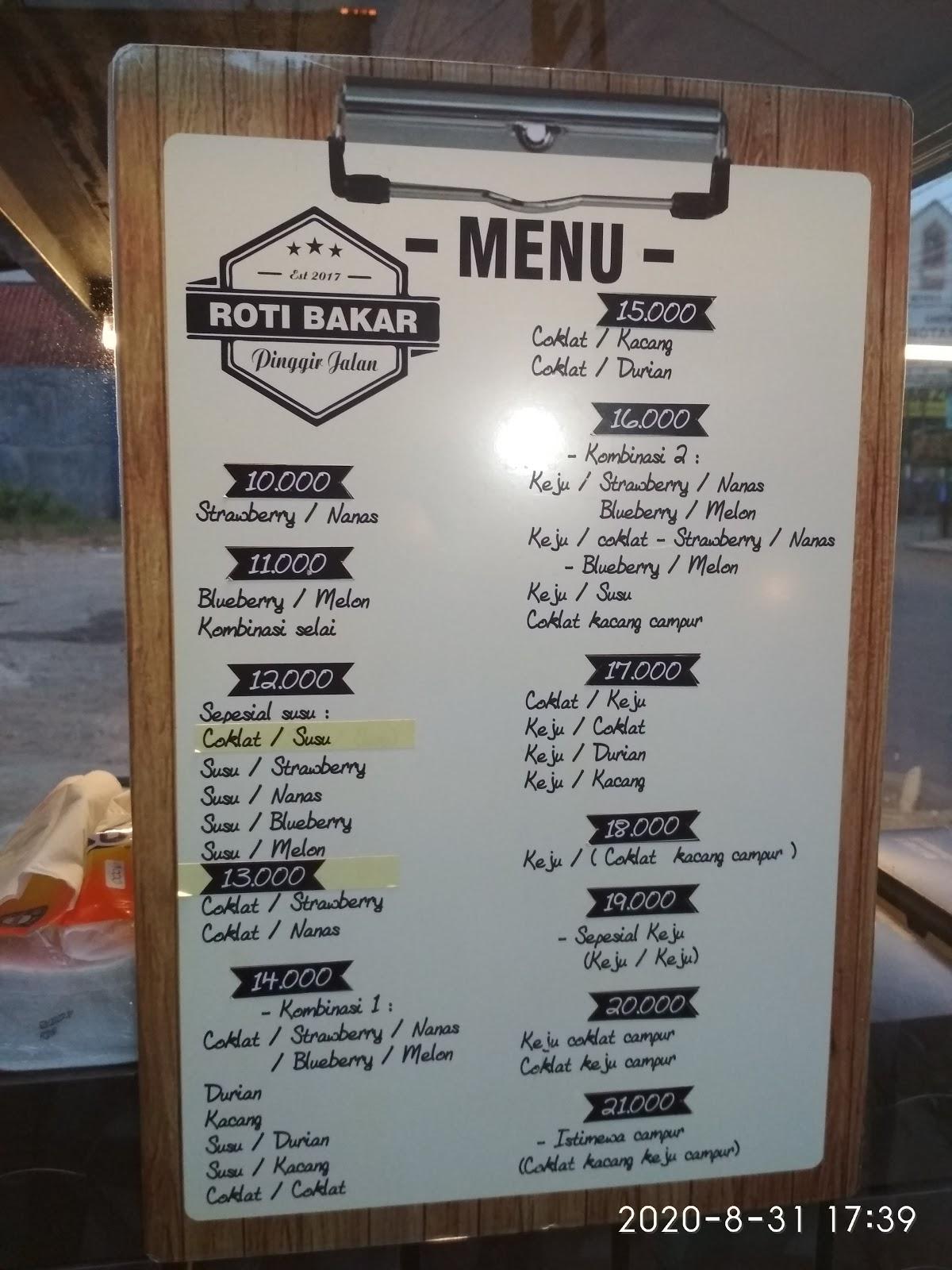 Menu at Roti Bakar Pinggir Jalan 1, Jepara Wetan