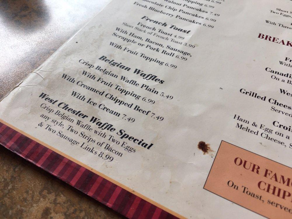 Menu at West Chester Diner cafe, West Chester, West Chester Pike