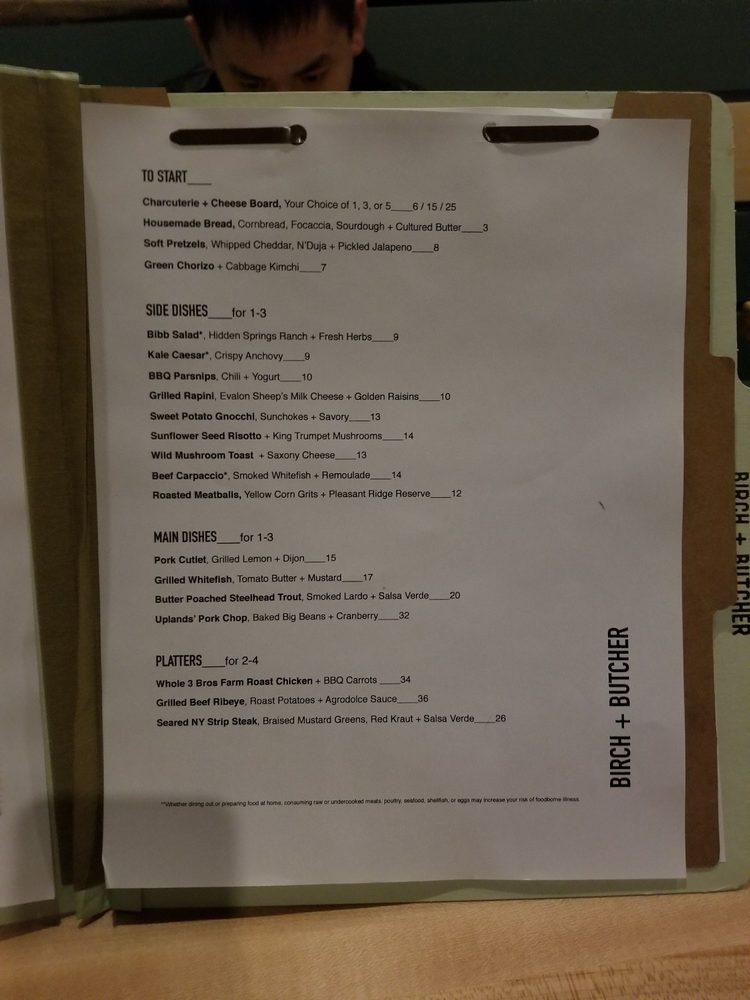 Menu at Birch pub & bar, Milwaukee, 459 E Pleasant St