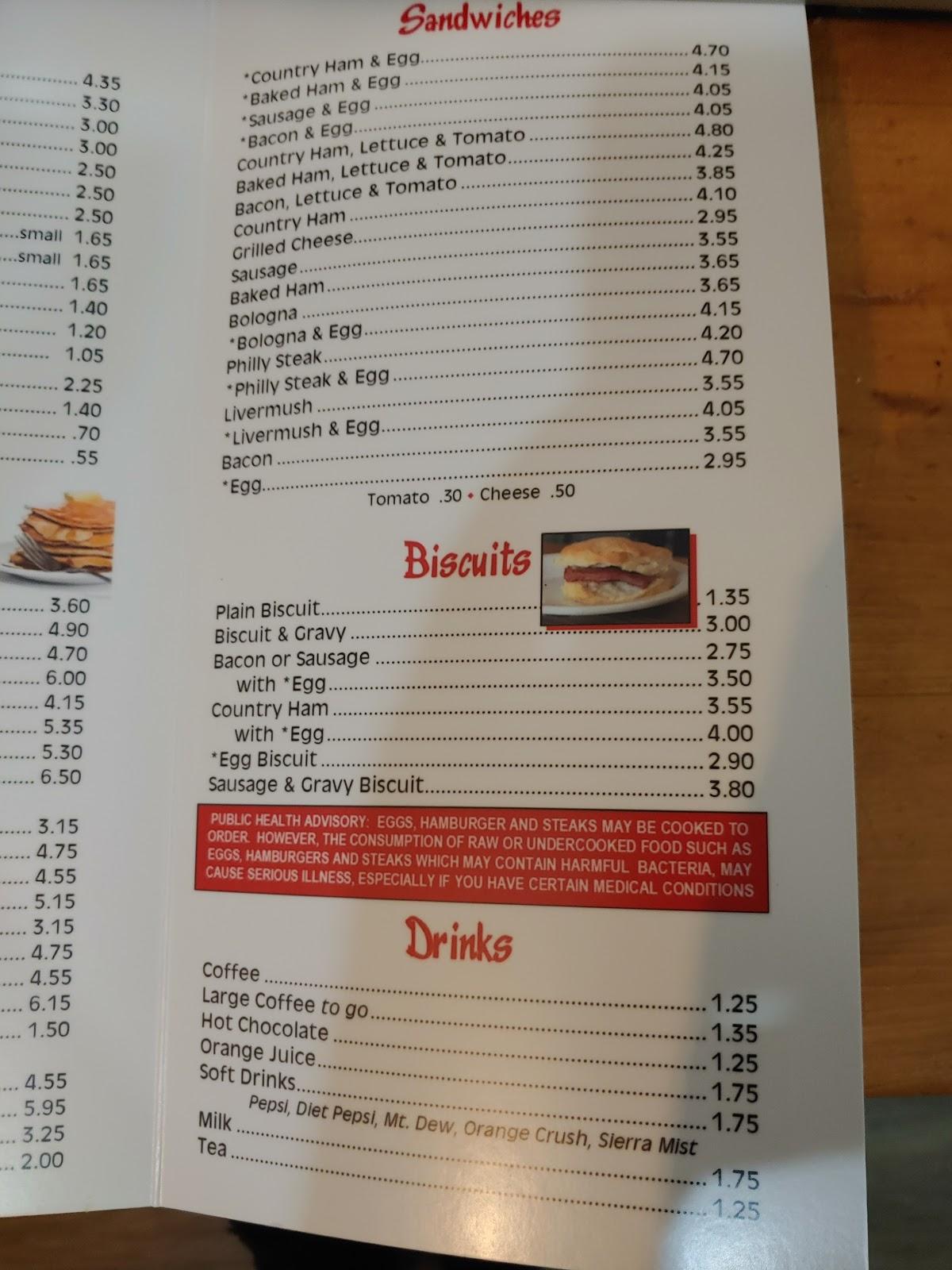 Menu at Breakfast Nook restaurant, Albemarle