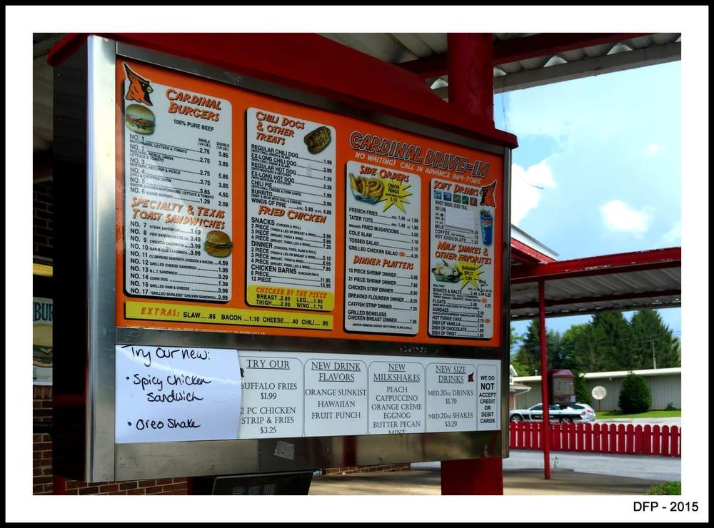 Menu at Cardinal Drive-In restaurant, Brevard
