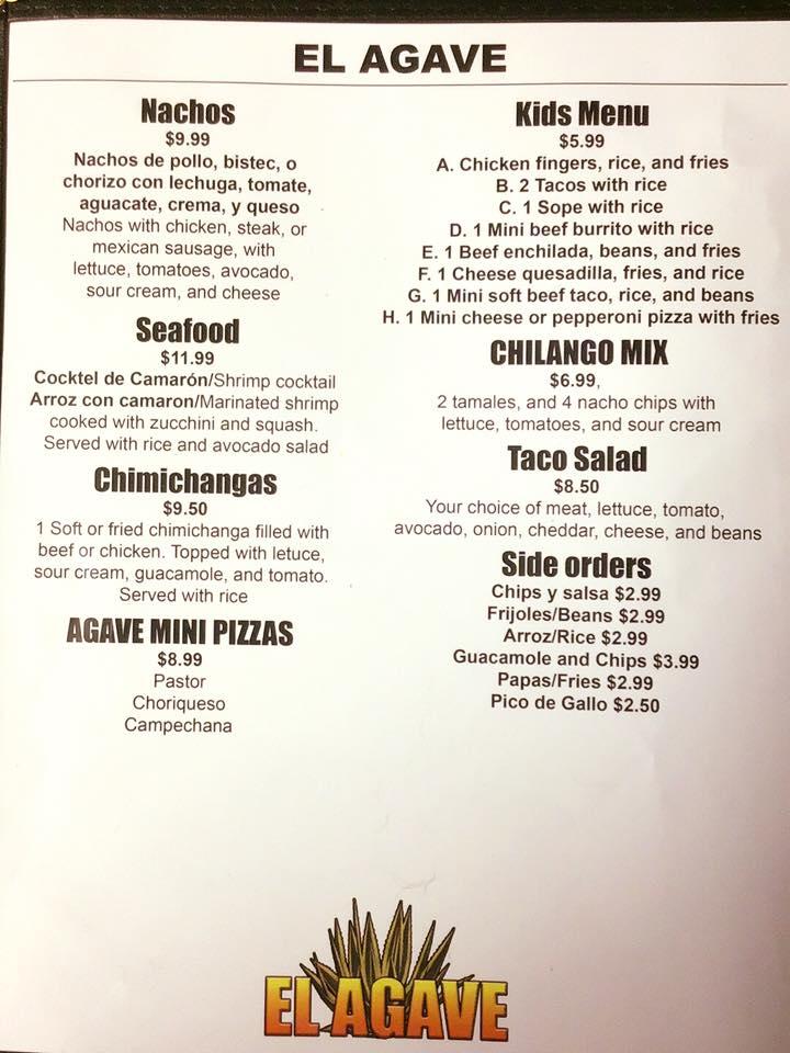 Menu at El Agave Market Restaurant, Hanover