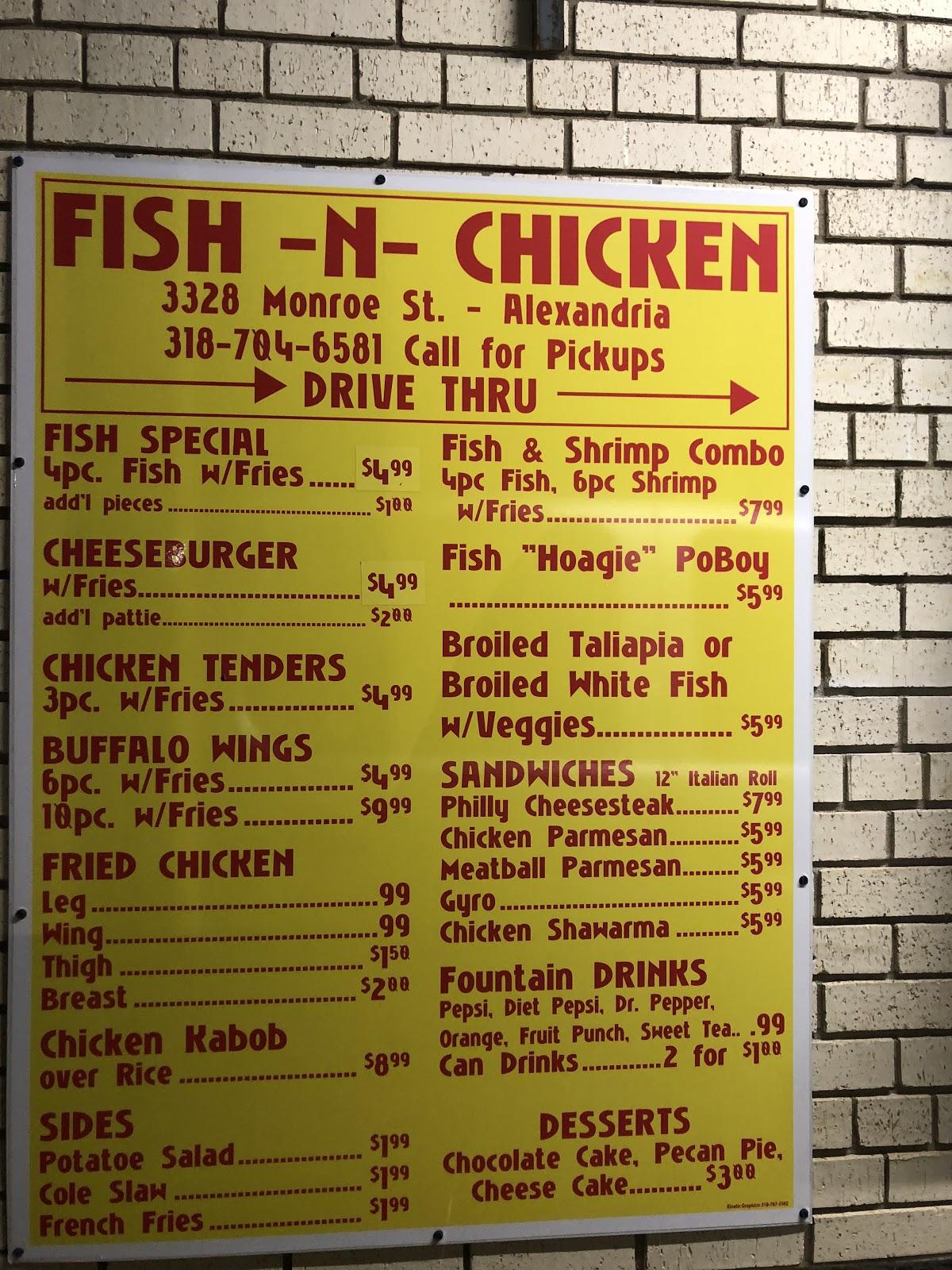 Menu at Fish N Chicken pizzeria, Alexandria