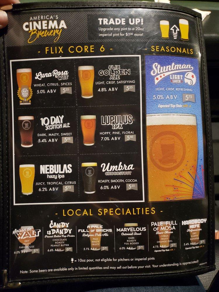 Menu at Flix Brewhouse pub & bar, Albuquerque
