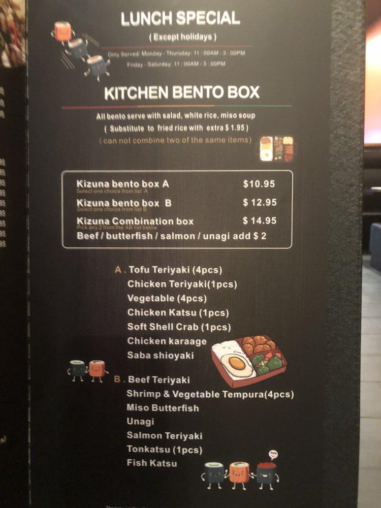 Menu at Kizuna Sushi Bar & Grill, Kaneohe