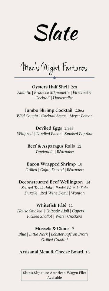Menu at Slate pub & bar, Traverse City, 250 E Front St