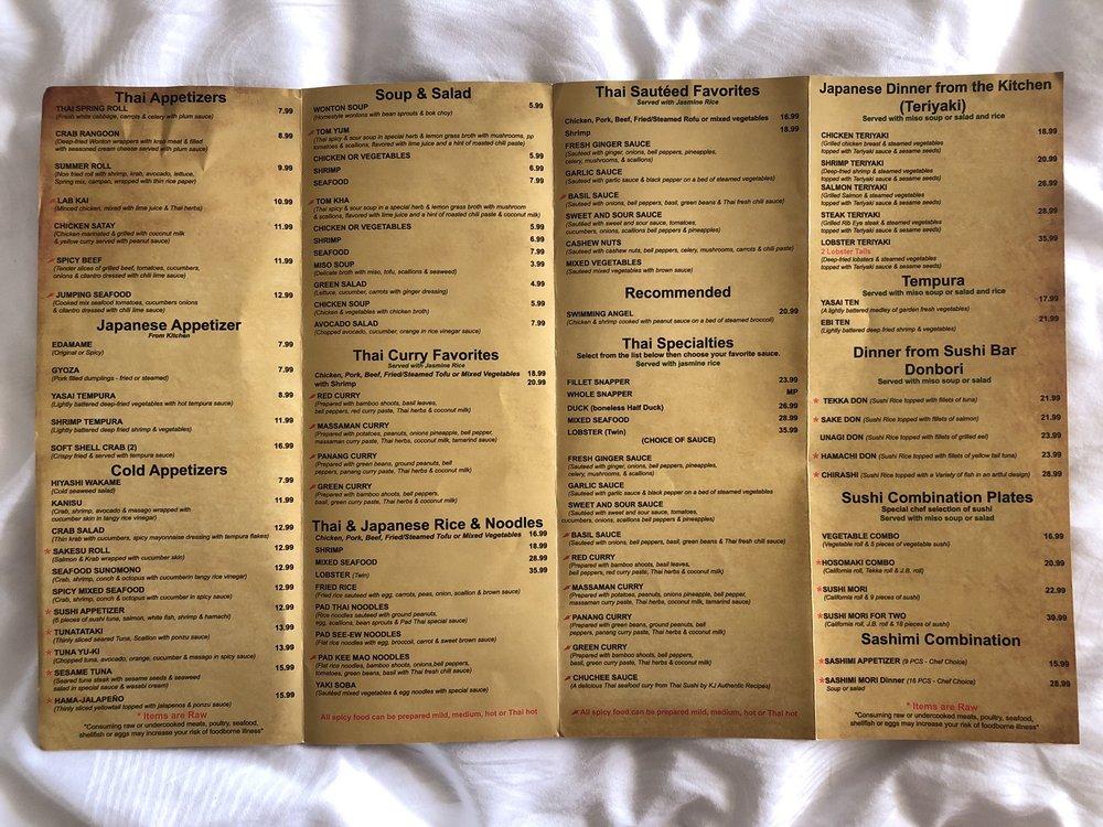 Menu at Thai Sushi By KJ restaurant, Marco Island