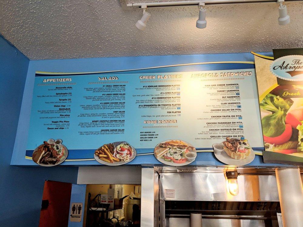 Carta de Akropolis Cafe, Gastonia, E Franklin Blvd