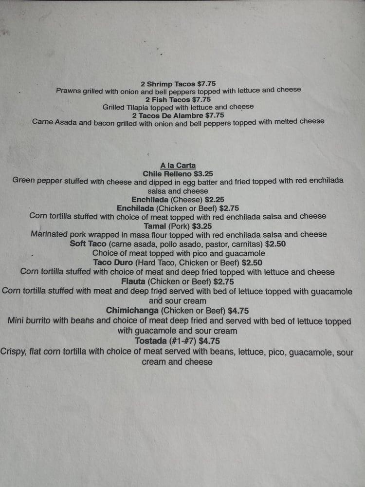 Menu at Burrito Palace fast food, Vacaville