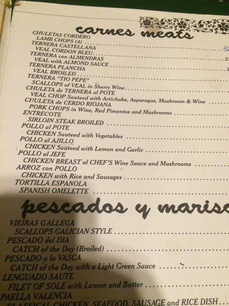 Menu at El Pote Español restaurant, West New York