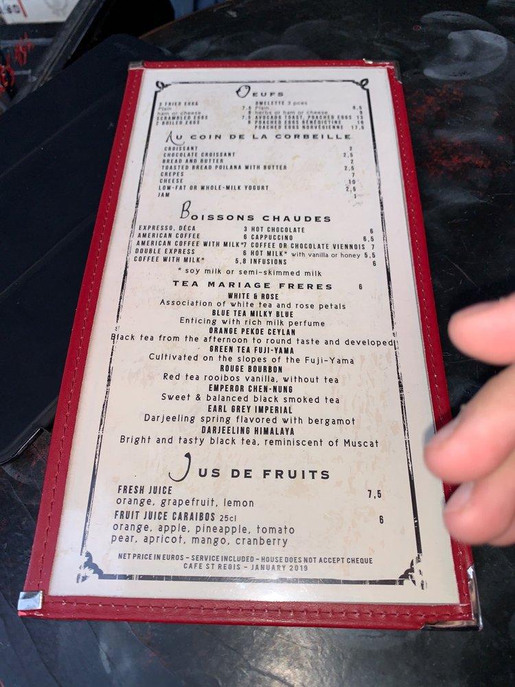 Menu at LE SAINT-REGIS - PARIS restaurant, Paris