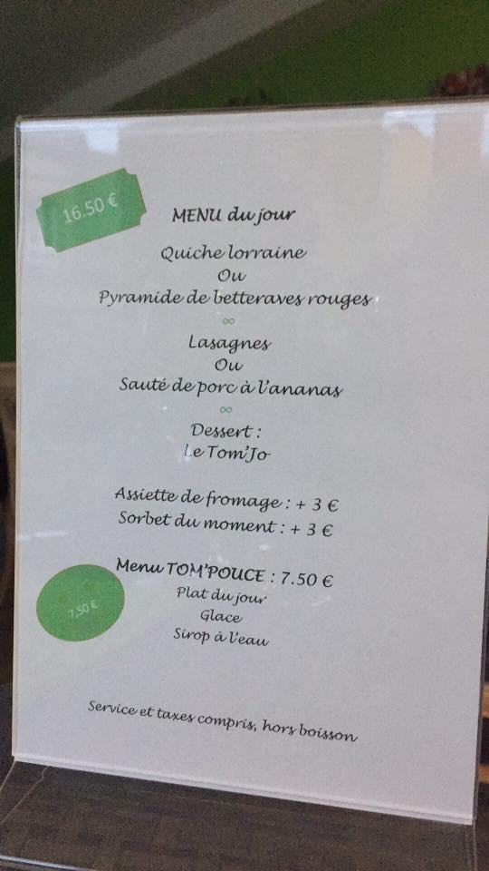 Menu au Le Tom'Jo restaurant, Les Loges