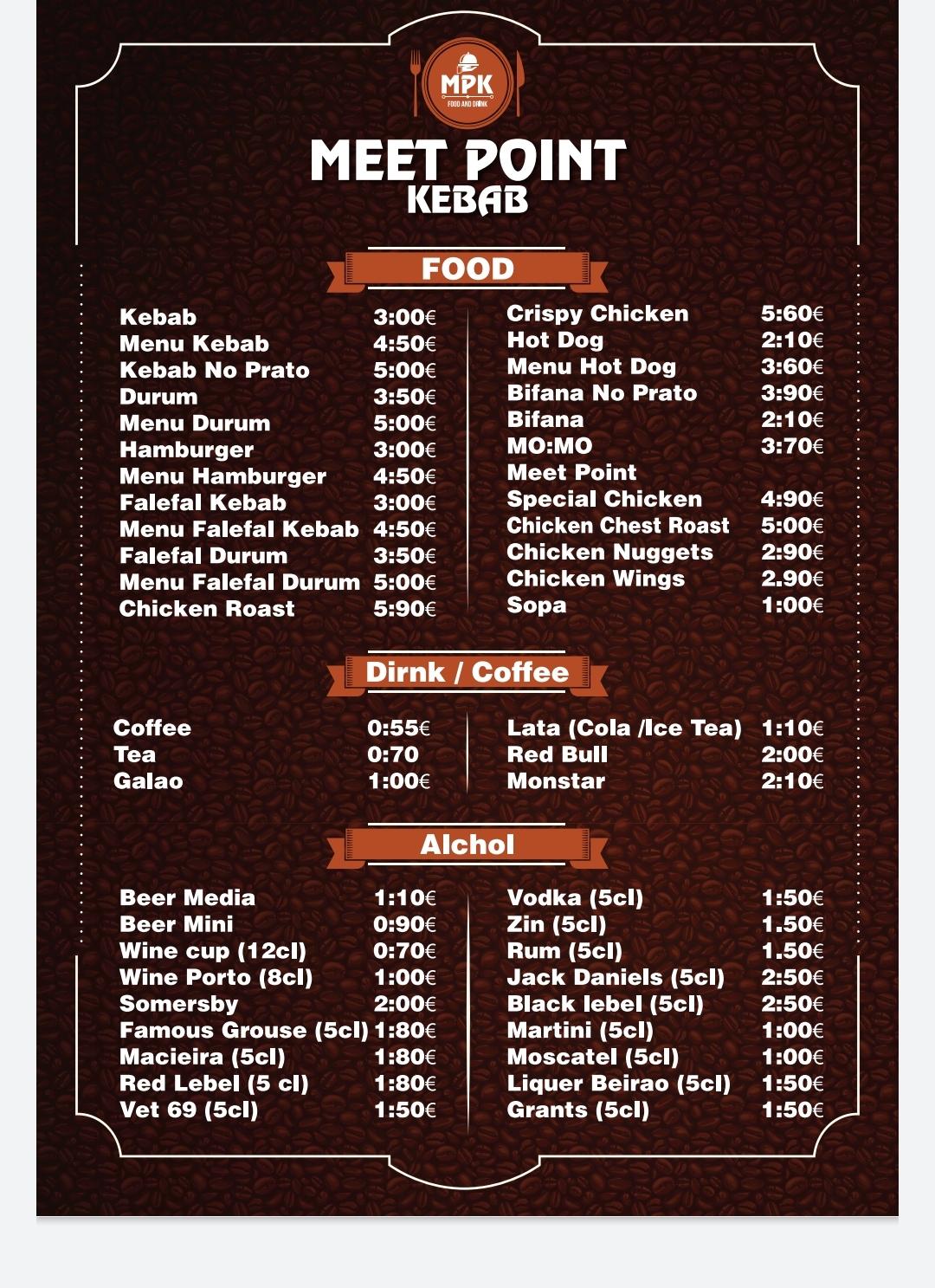 Menu em Meet point kebab restaurante, Barreiro