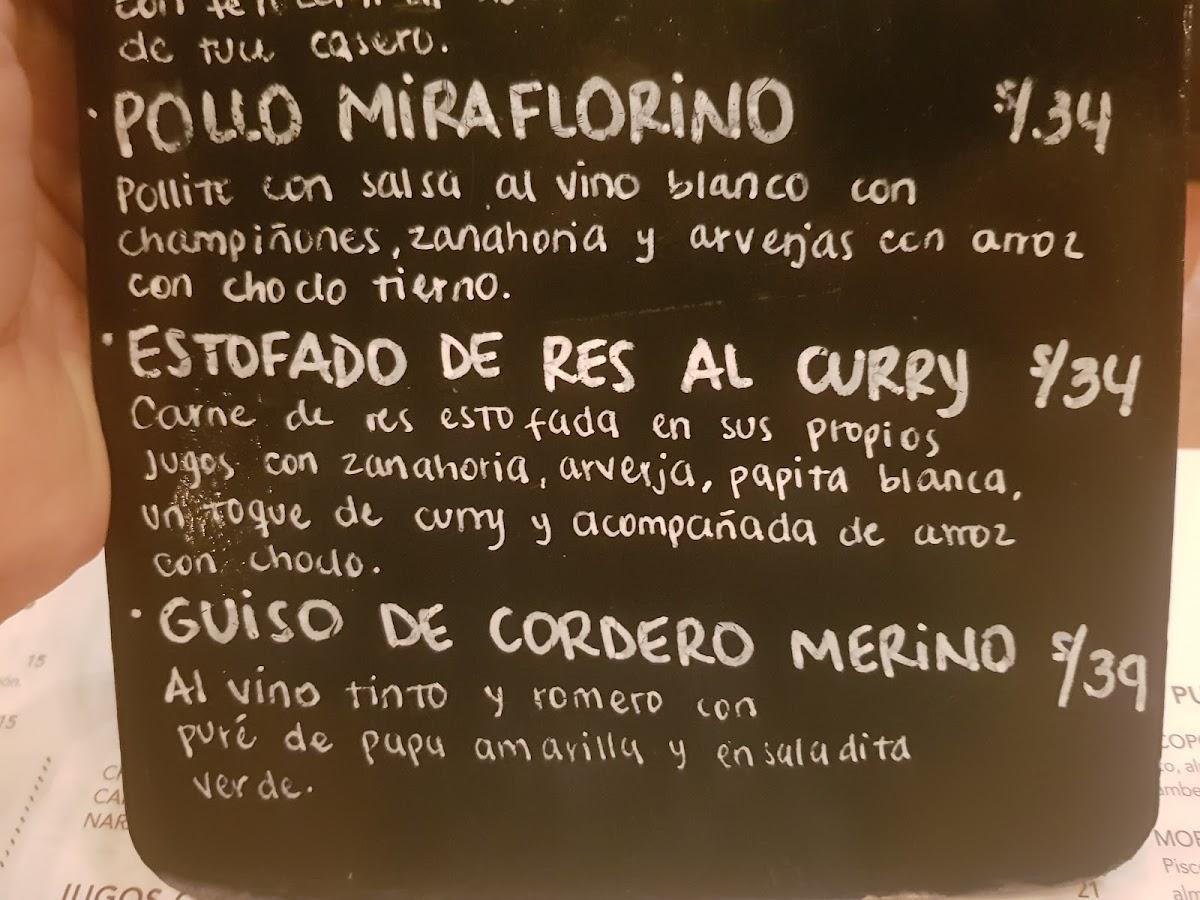 Menu at Tanta restaurant, San Isidro, C. Pancho Fierro 115