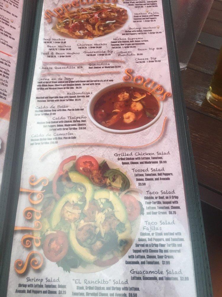 Menu at El Ranchito restaurant, Topeka